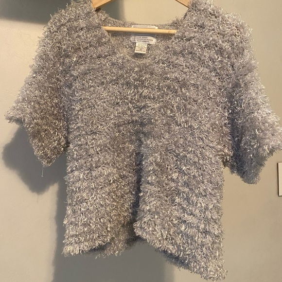 Tops | Side Effects Vintage Crop Knit Sweater Powder Blue | Poshmark